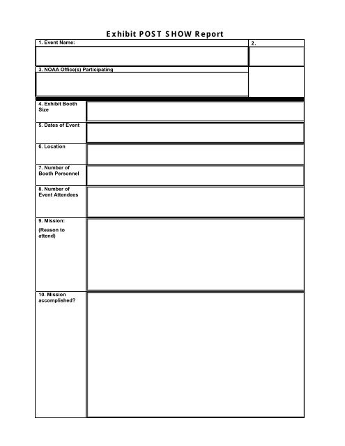 Exhibit Post Show Report Template - NOAA Exhibit Post Show Report Template - NOAA