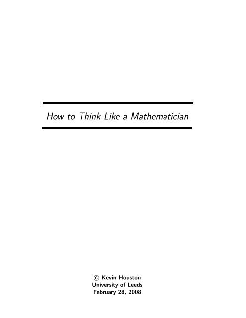 How to Think Like a Mathematician