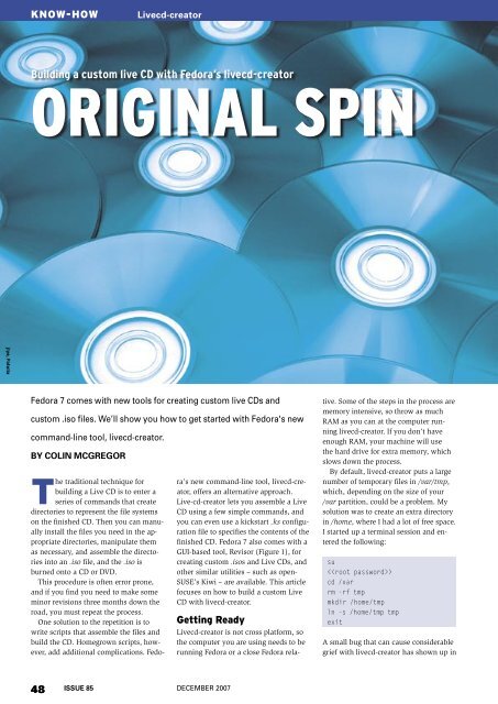 Building a custom live CD with Fedora's livecd ... - Linux Magazine