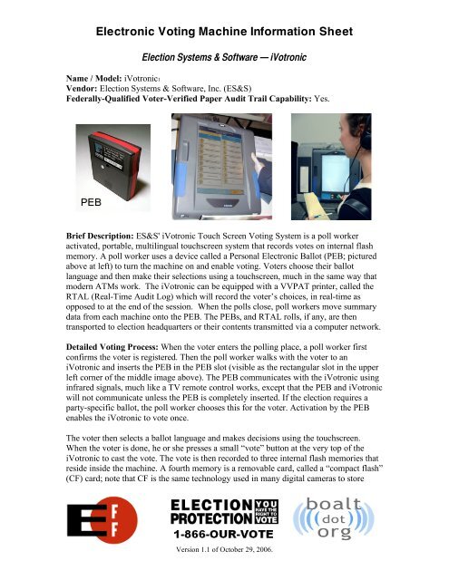 Electronic Voting Machine Information Sheet