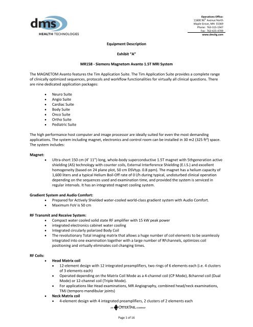 MR158 - Siemens Magnetom Avanto 1.5T MRI System The ...