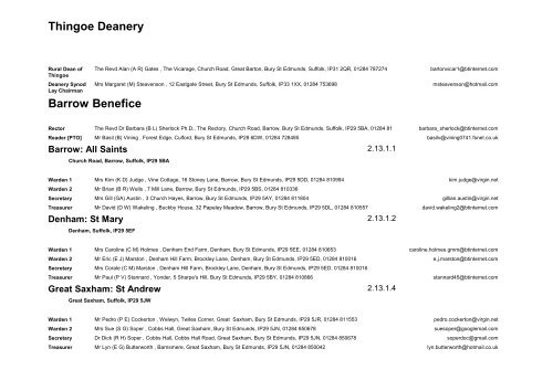 Thingoe Deanery Barrow Benefice