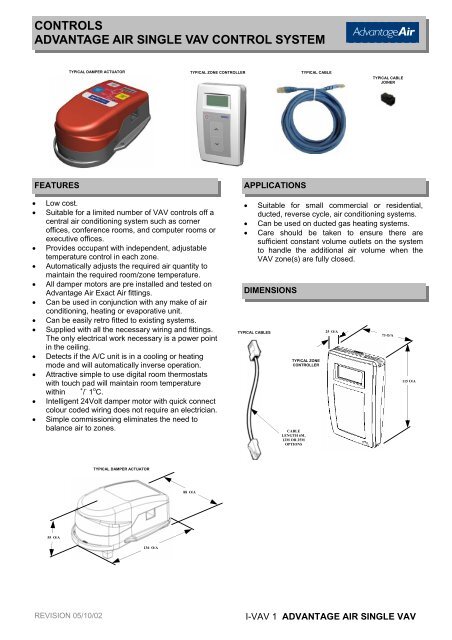 CONTROLS ADVANTAGE AIR SINGLE VAV CONTROL SYSTEM