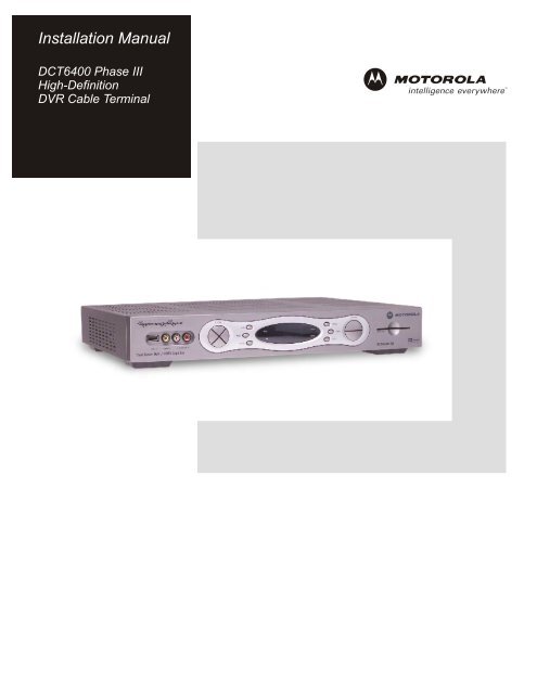 Motorola High Def DVR Model DCT6416 Intsruction Manual - Ritter ...