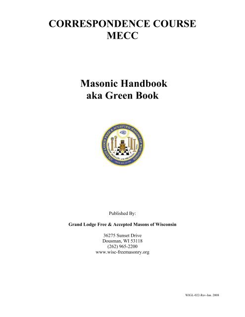 Handbook Correspondence Course - Freemasons of Wisconsin