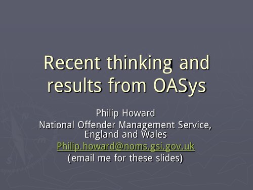 Research findings from the Offender Assessment System in England ...