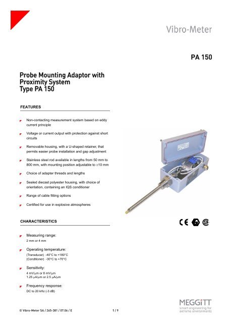 PA 150 Probe Mounting Adaptor with Proximity System ... - Vibro-Meter