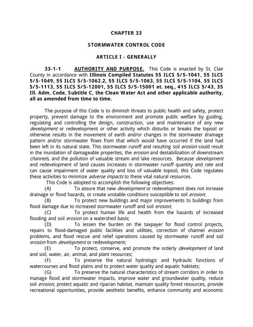 Storm Water Control Code - St. Clair County