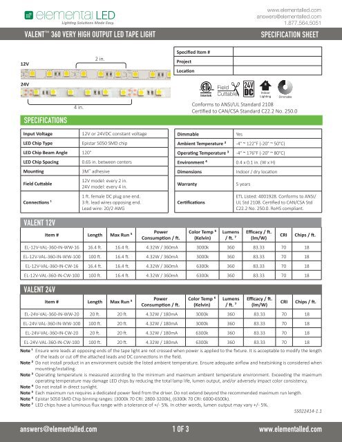 VALENTâ ¢ 360 12V LED Strip Light - Elemental LED Lights
