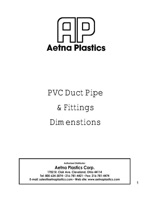 PVC Duct Pipe & Fittings Dimenstions - Aetna Plastics Corp.