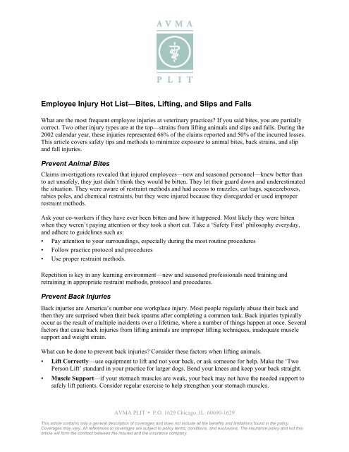 Employee Injury Hotlist - AVMA PLIT
