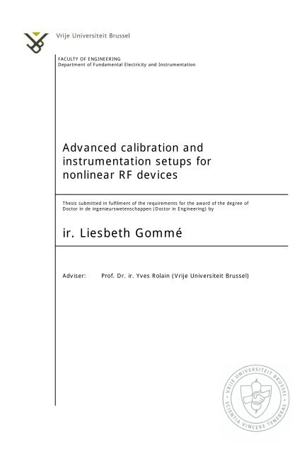 Advanced calibration and Instrumentation setups for nonlinear RF ...