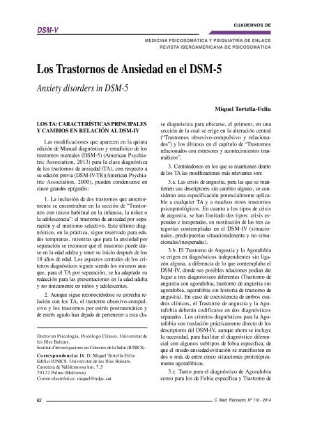 Los Trastornos de Ansiedad en el DSM-5