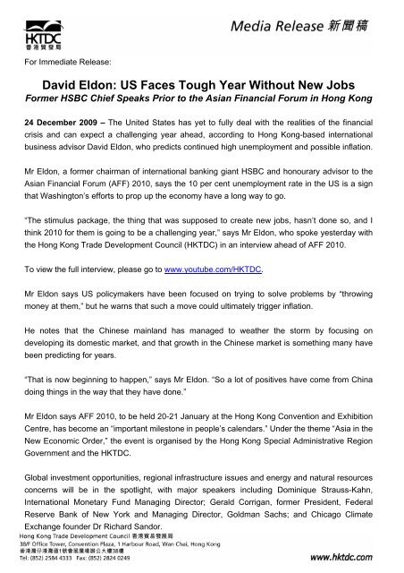 David Eldon: US Faces Tough Year Without New Jobs - Asian ...