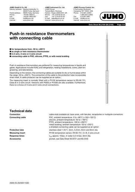 Technical Data Sheet - Jumo