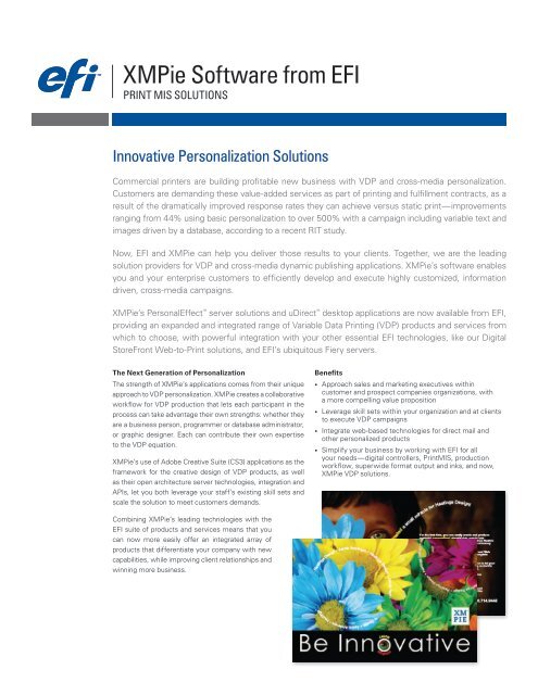 XMPie Software from EFI Datasheet