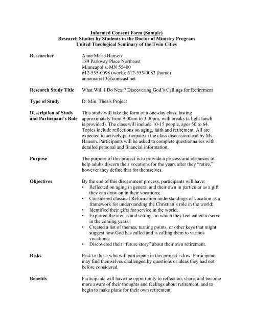 Ssurvivor Informed Consent Form Example For Research