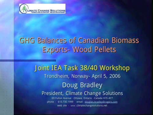 GHG Balances of Canadian Biomass Exports - the IEA Bioenergy ...
