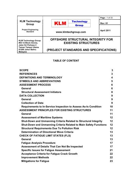 680. Engineering Standards for OffShore Structural Integrity of ...