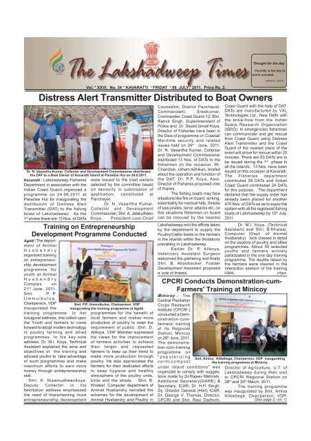 DAT news published in The Lakshadweep Times. - Space ...