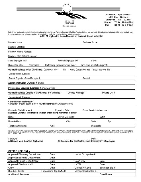 Business License Application Form California - rewardsrenew