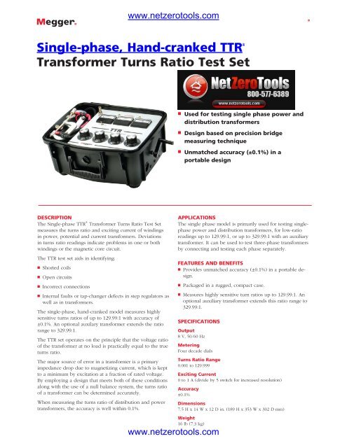 Megger 550005B Datasheet - Netzerotools.com