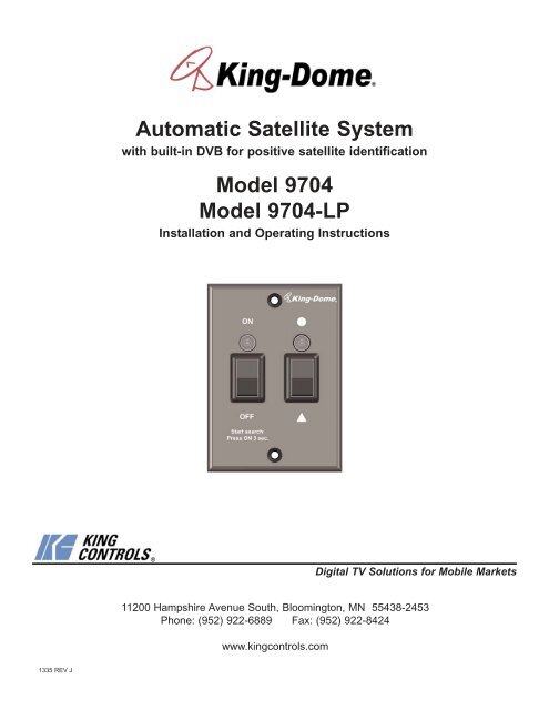 9704 Installation / Operation Instructions - King Controls