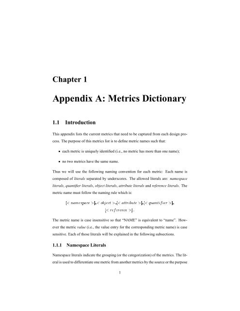 Appendix A Metrics Dictionary Ucsd Vlsi Cad Laboratory