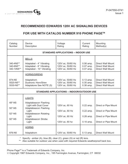 910 Device Compatibility - Edwards Signaling