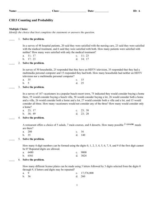 CH13 Counting and Probability