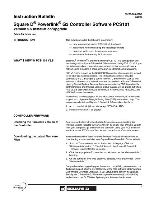 Instruction Bulletin Square D Powerlink G3 Controller Software ...