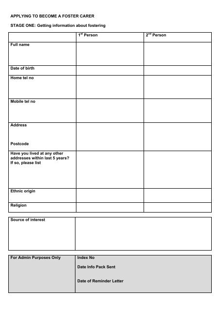 initial enquiry form