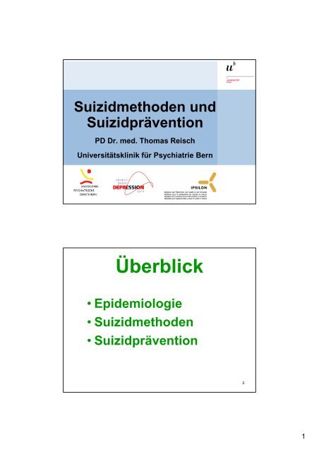 Suizidmethoden und SuizidprÃ¤vention, PD Dr. med. Thomas Reisch ...