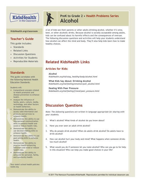 Alcohol - KidsHealth in the Classroom