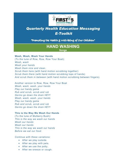 HAND WASHING - First 5 Yolo