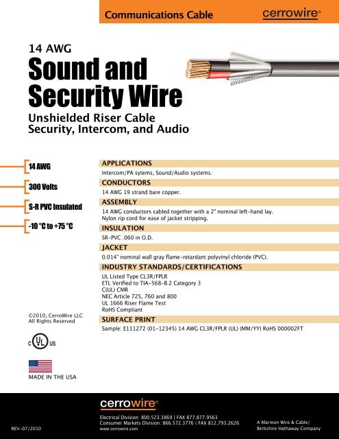Sound and Security Wire - Cerro Wire and Cable Company