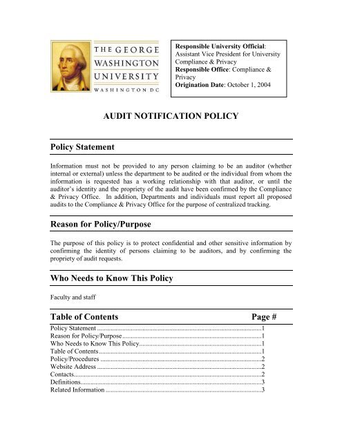 Audit Notification Policy - George Washington University