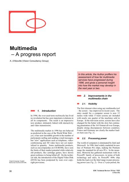 Multimedia – A progress report - EBU Technical