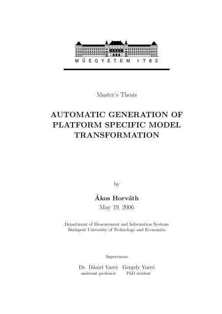 automatic generation of platform specific model transformation