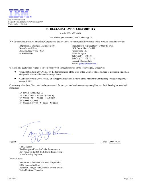 EC DECLARATION OF CONFORMITY