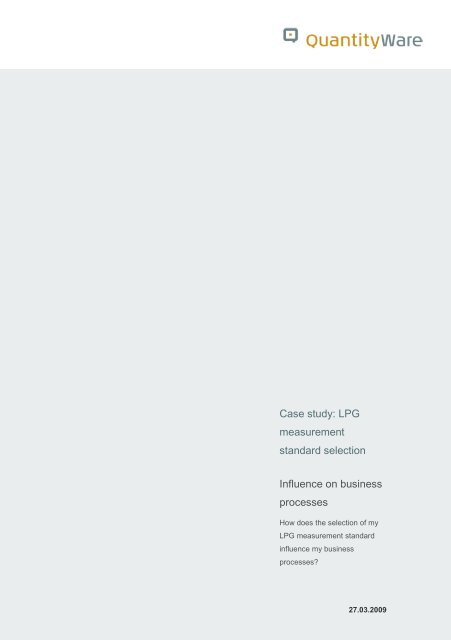 Case study LPG measurement standard selection - QuantityWare
