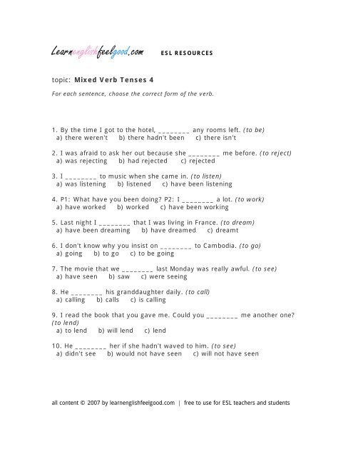 Topic Mixed Verb Tenses 4 Learn English Feel Good topic-mixed-verb-tenses-4-learn-english-feel-good