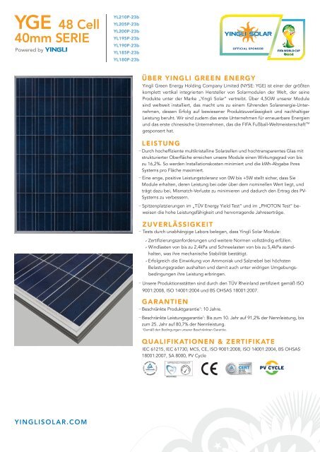Datenblatt - Yingli Solar
