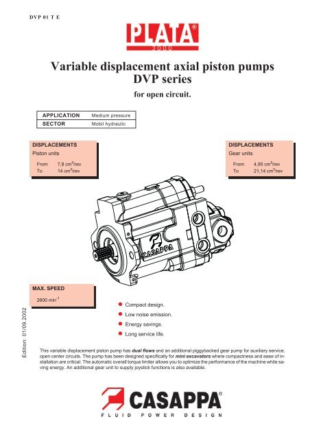 Variable displacement axial piston pumps DVP series
