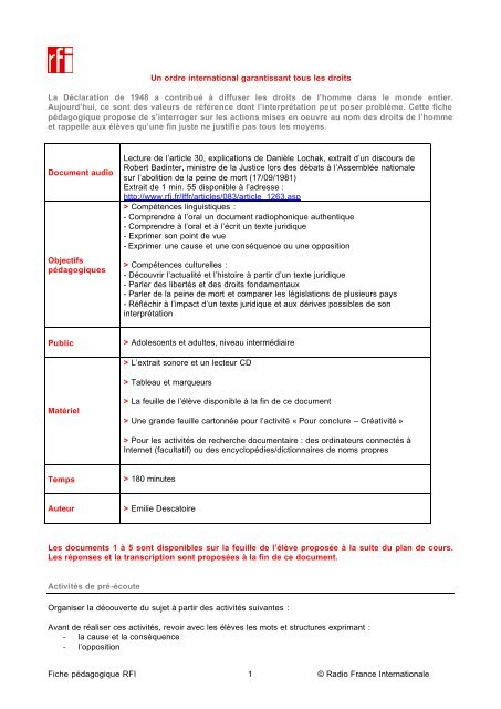 l homme de rio séquence pédagogique