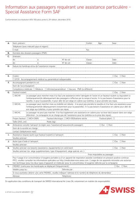 formulaire SAF/MEDIF - Edelweiss Air