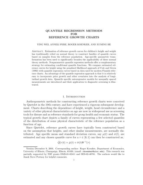 Quantile Regression Methods for Reference Growth Curves.