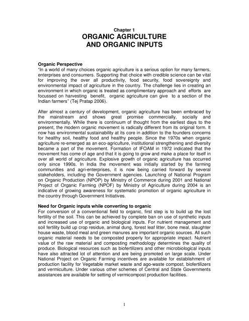 organic agriculture and organic inputs - National Centre of Organic ...
