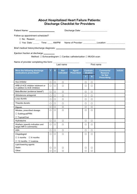 Discharge Summary Checklist - QUERI