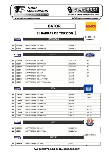 CatÃ¡logo BATOR - Suspension